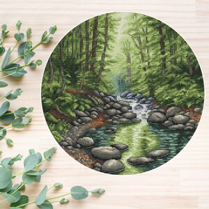Landscape Green Forest Cross-stitch Pattern, Embroidery PDF Digital ...