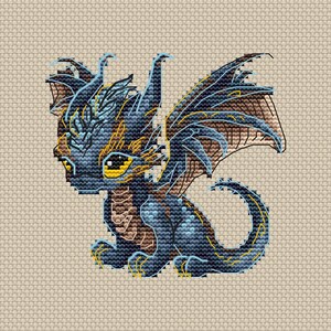 Cute Dragon Cross-stitch Pattern, Fantasy Embroidery, Modern Cross ...