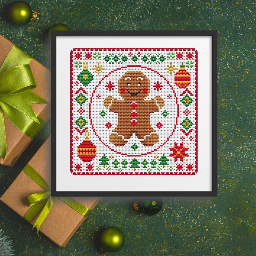 Gingerbread Man Cross Stitch Pattern, Christmas Sampler Xstitch - Etsy