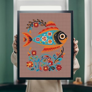 Scandinavian Fish Cross Stitch Pattern, Nordic Design, DIY Hygge Decor ...