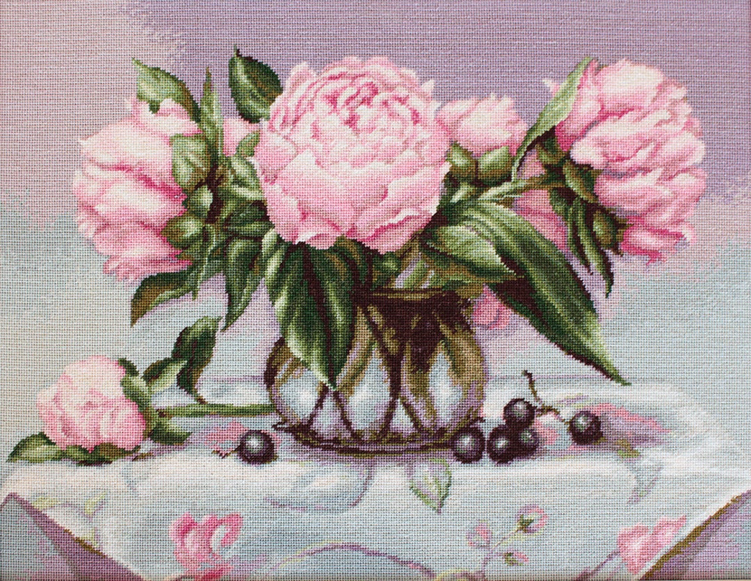Vase With Peonies Gobelin Needlepoint Kit, Pink Flowers Design ...