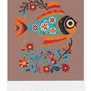 Scandinavian Fish Cross Stitch Pattern, Nordic Design, DIY Hygge Decor ...