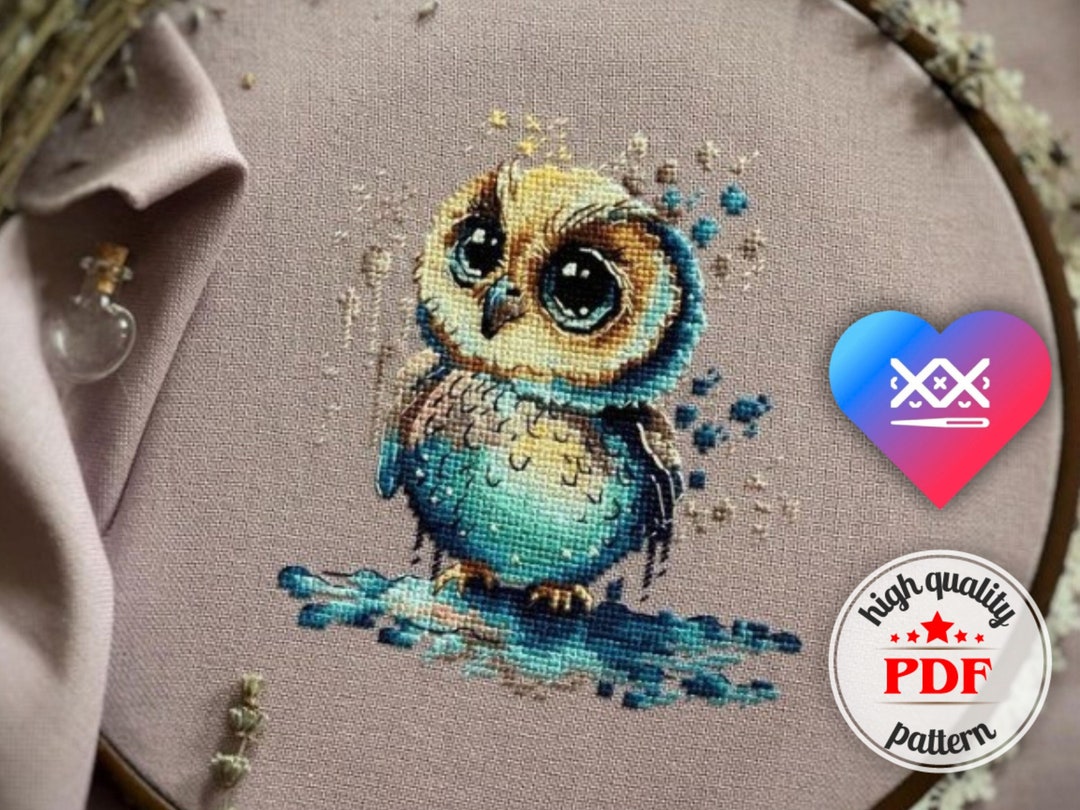 Owl Cross-stitch Pattern, Embroidery Cross Stitch Design, Hand ...