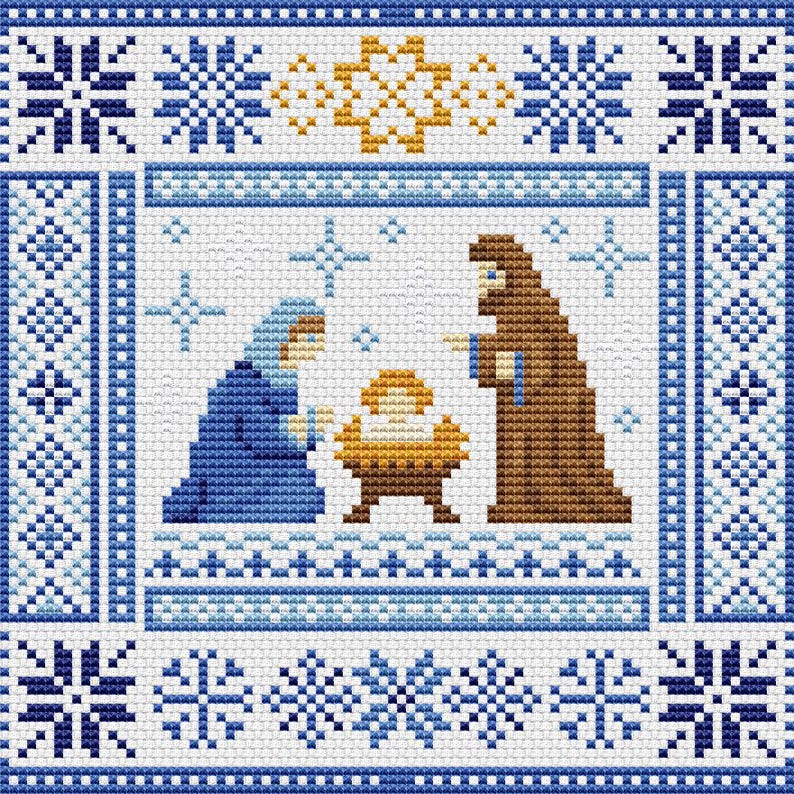 Birth of Christ Nativity Cross Stitch Pattern, Holy Family Christmas ...