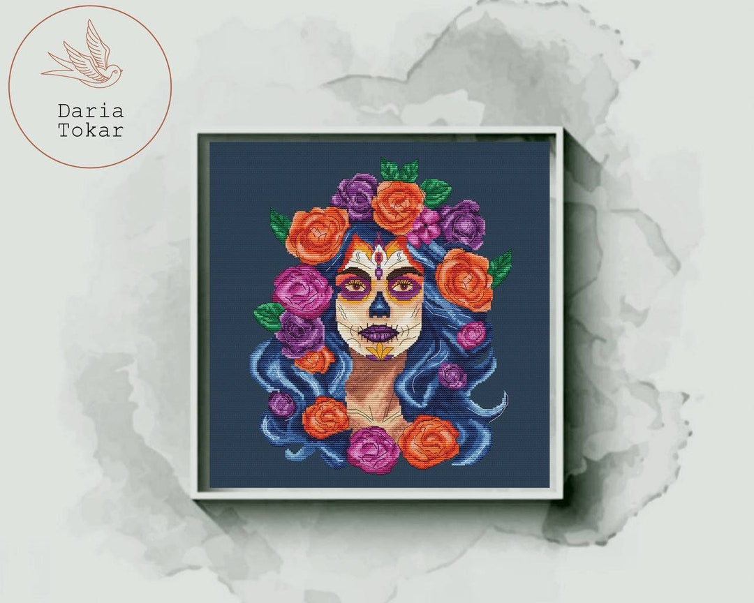 Santa Muerte Cross-stitch Pattern Spooky Girl Cross Stitch - Etsy