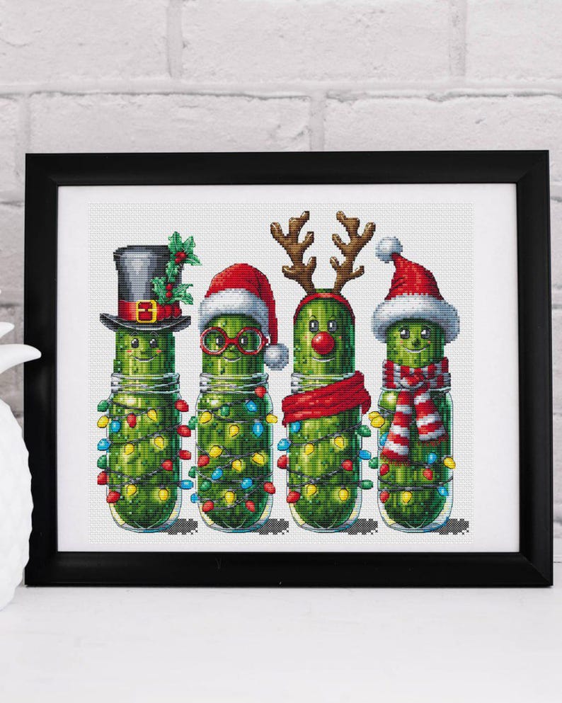Xmas Pickles Cross Stitch Pattern, Christmas Cucumbers X-stitch, Funny ...