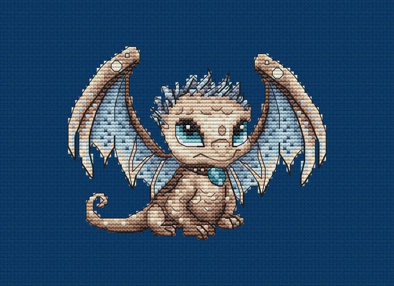 Small Dragon Cross-stitch Pattern, Fantasy Embroidery, Cute Cross ...