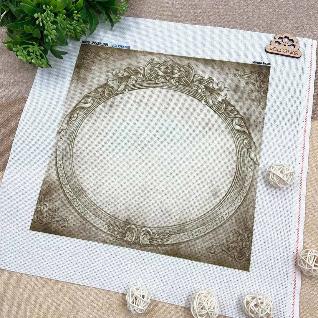 Antique Frame Printed Aida Canvas for Cross Stitch, Zweigart Aida 16 Ct ...