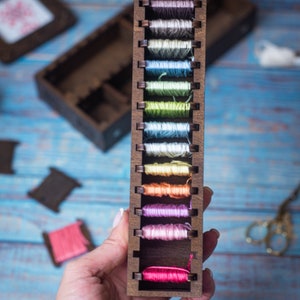 Thread Bobbins Organizer, Wooden Expanded Organizer for Embroidery ...