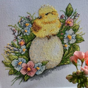 Easter Chick Cross-stitch Pattern, DIY Counted X-stitch Wall Art, Cute Easter Needlepoint Design ...