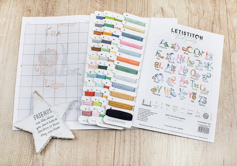 Cross Stitch Kit With Alphabet Pattern Embroidered Letters - Etsy