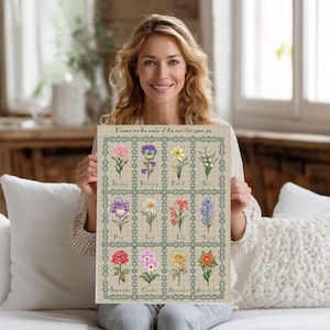 Birth Month Flower Cross Stitch Pattern, Birth Flowers & Font Sampler X ...
