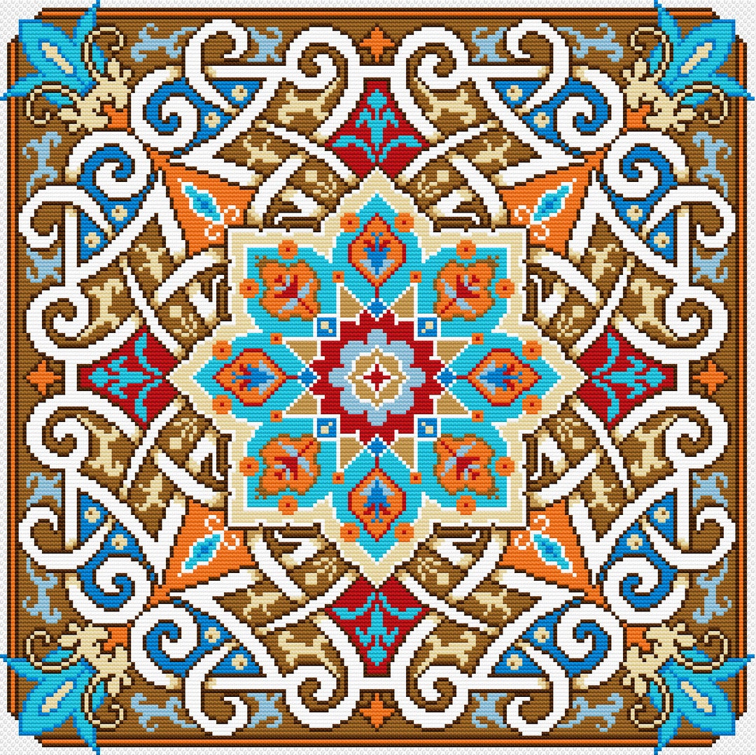 DIY Moroccan Motifs Accent Cushion, Counted Cross Stitch Patterns for ...