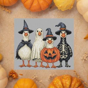 Halloween Goose Cross Stitch Pattern, Scary Geese X-stitch, Trick or ...