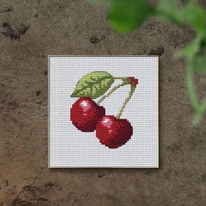 Cherries Cross-stitch Pattern, Berries X-stitch Design, Mini ...