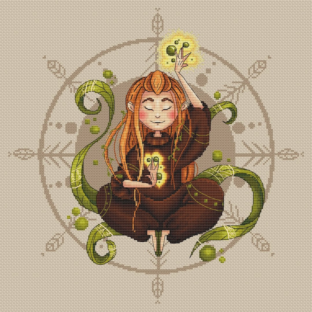 Meditation Girl Cross Stitch Pattern, Harmony Balance Chakra, Earth ...