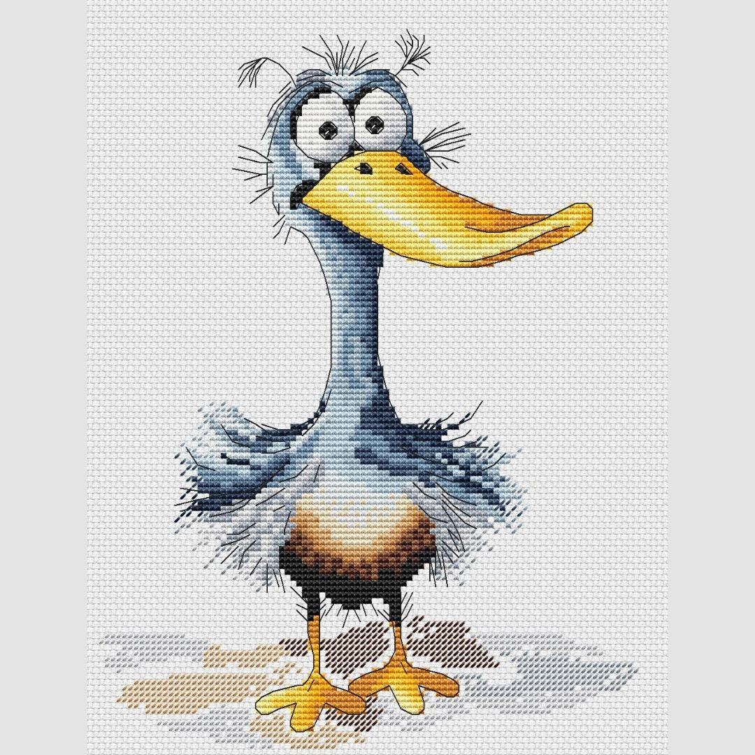 Goose Cross-stitch Pattern, Funny Bird X-stitch Design, DIY Kids Room ...