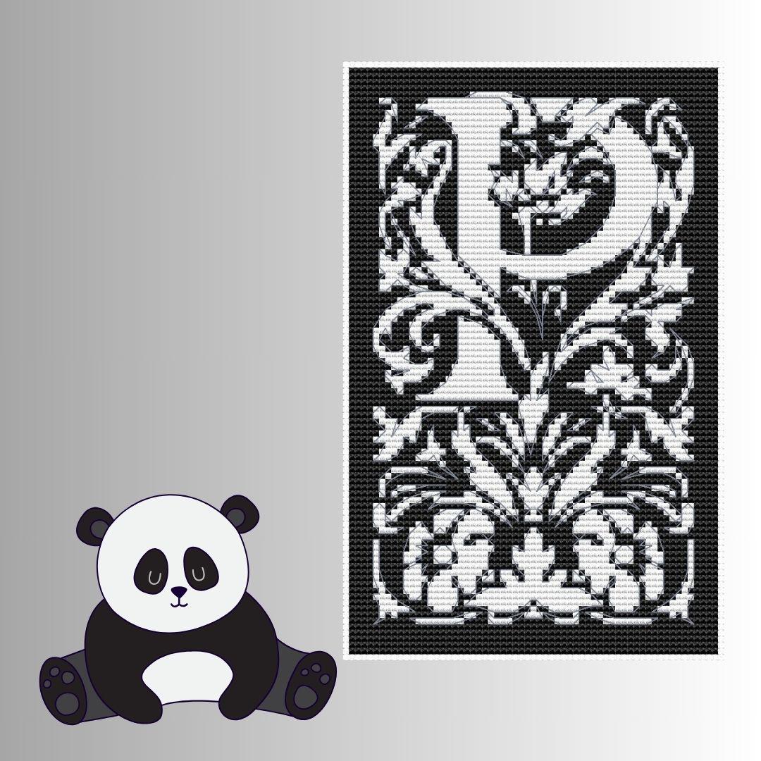 Letter P Monochrome Cross Stitch Pattern, Floral Monogram Font X-stitch ...
