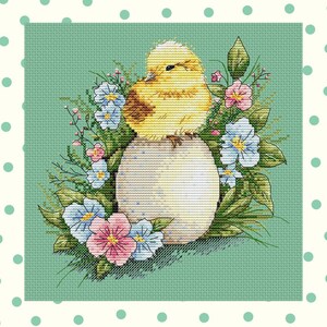 Easter Chick Cross-stitch Pattern, DIY Counted X-stitch Wall Art, Cute Easter Needlepoint Design ...