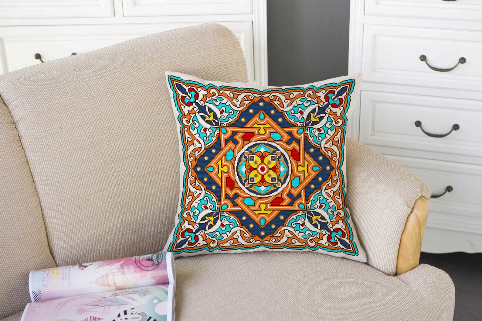 Set of 3 Cross Stitch Patterns for Pillowcase DIY Moroccan - Etsy