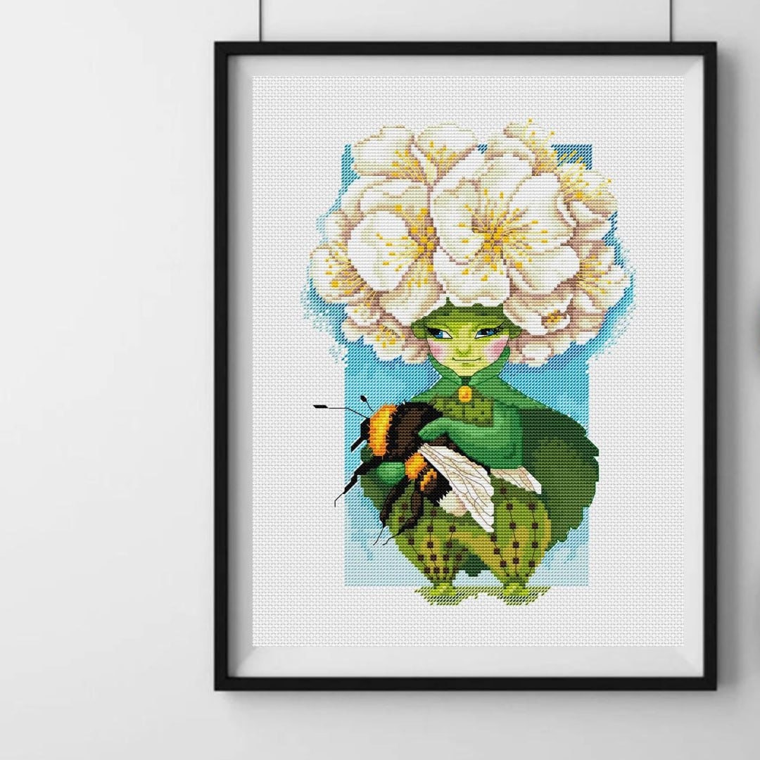 Flower Fairy Cross-stitch Pattern, Floral Needlework Chart, Blooming ...