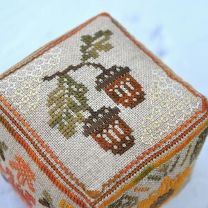 Autumn Sampler Cross Stitch Pattern, Fall Leaves, Acorns, Mushroom ...
