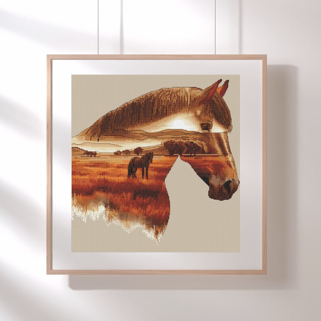 Horse Cross-stitch Pattern, Animal Needlepoint Design, DIY Counted X ...