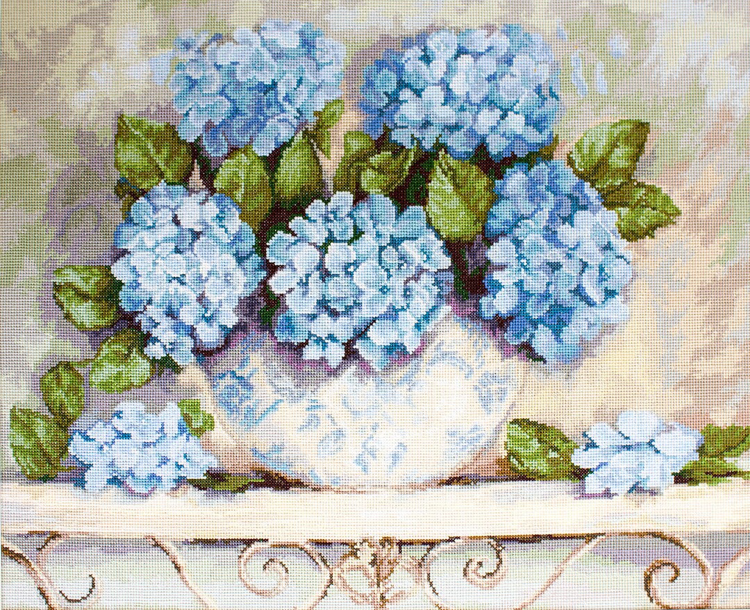 Hydrangea Still Life Embroidery Pattern, Tapestry Stitch DIY Kit for ...