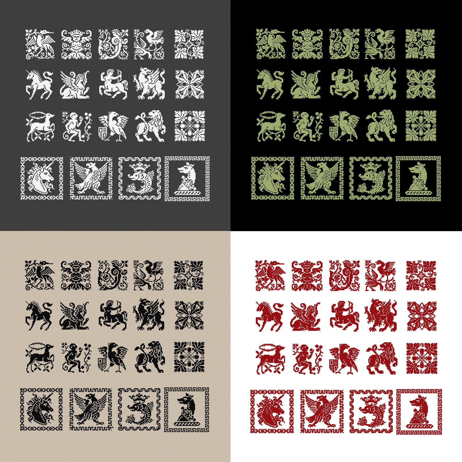 Antique Cross-stitch Kit, Greek Mythology Design, Monochrome Pattern ...