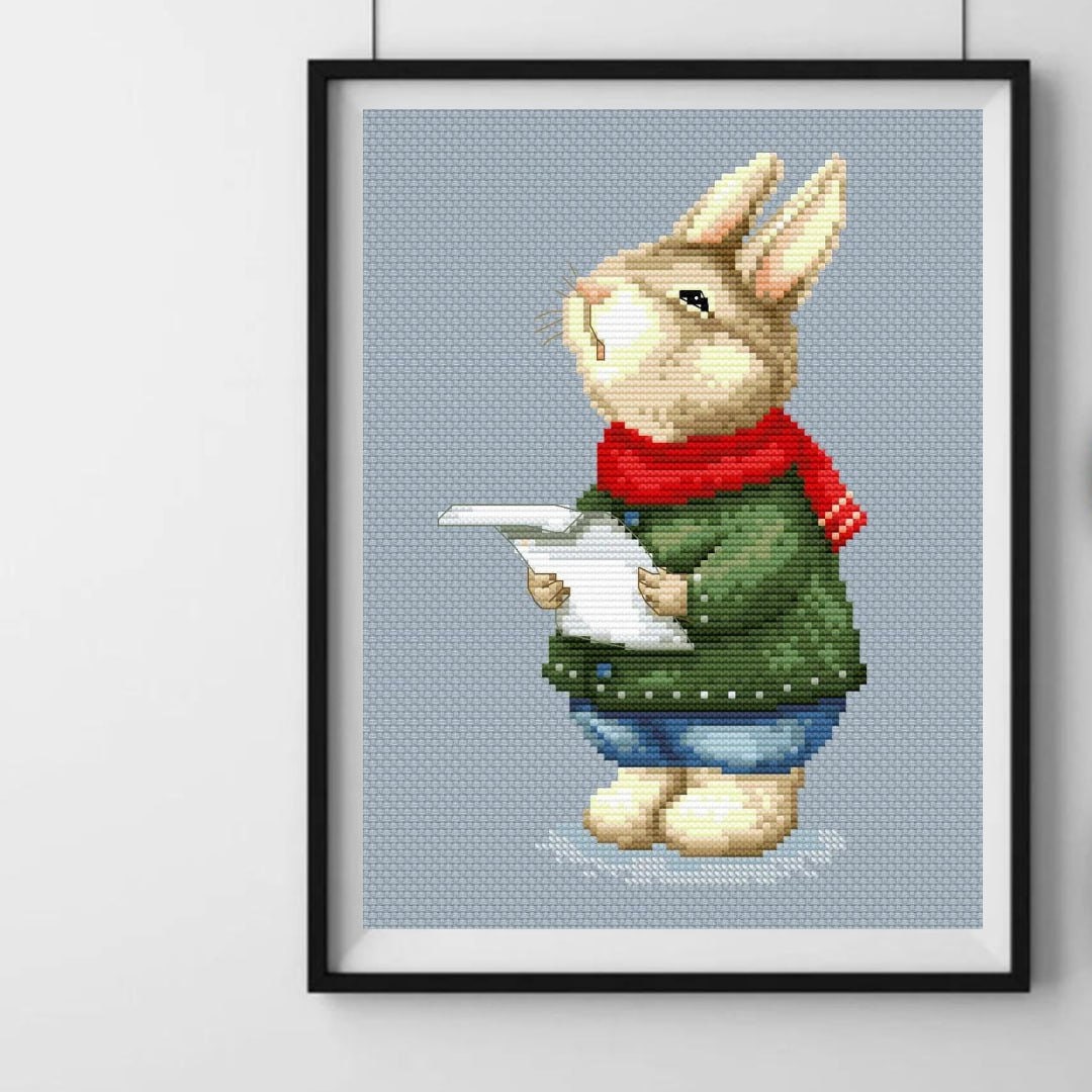 Rabbits Trio Cross-stitch Patterns, Chritmas Carols Xmas Counted Cross ...