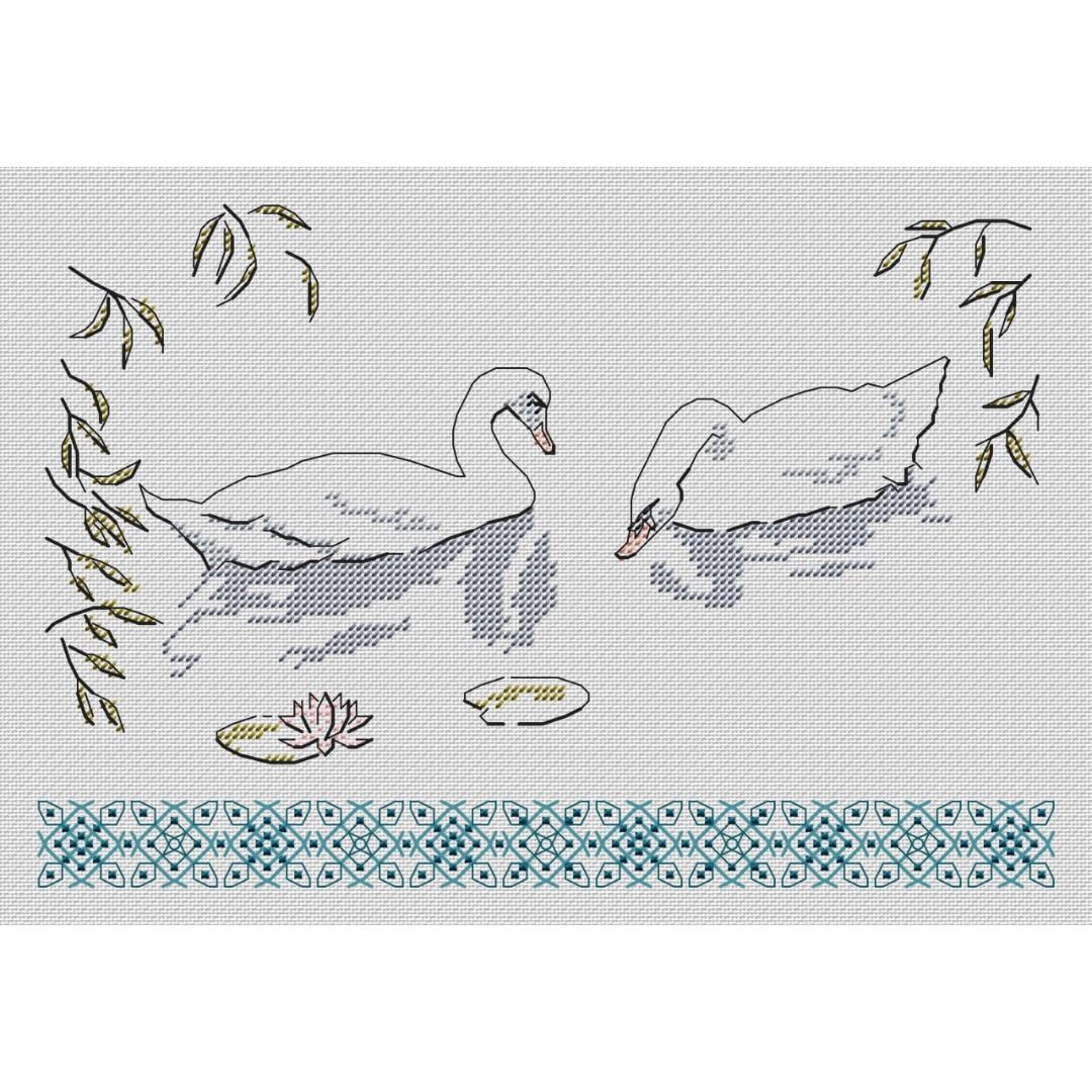 White Swan Couple Digital Files, Pair of Swan in Love Cross Stitch ...