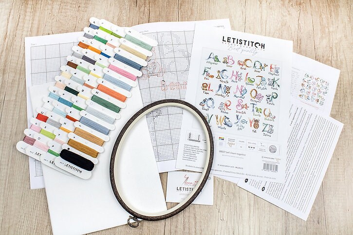 Cross Stitch Kit With Alphabet Pattern Embroidered Letters - Etsy