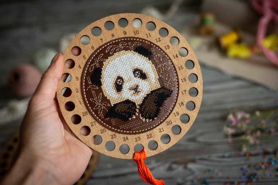 Panda Cross-stitch DIY Kit, Embroidered Thread Holder Making Kit ...