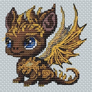 Small Dragon Cross-stitch Pattern, Cute Cross Stitch Design, Fantasy ...