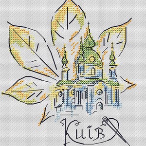 Kyiv Symbols Сross Stitch Pattern, Ukrainian Temple X-stitch Design ...