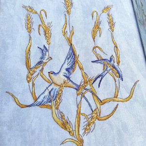 Ukrainian Trident Coat of Arms With Wheat and Birds, Cross Stitch Pattern, Ukrainian Embroidery ...
