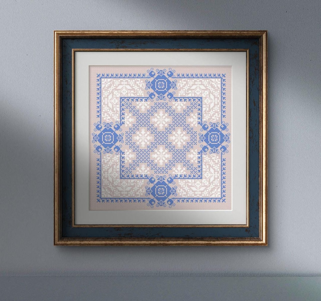 Medieval Pattern Cross Stitch Patternm, DIY Folk Wall Decor, Square ...
