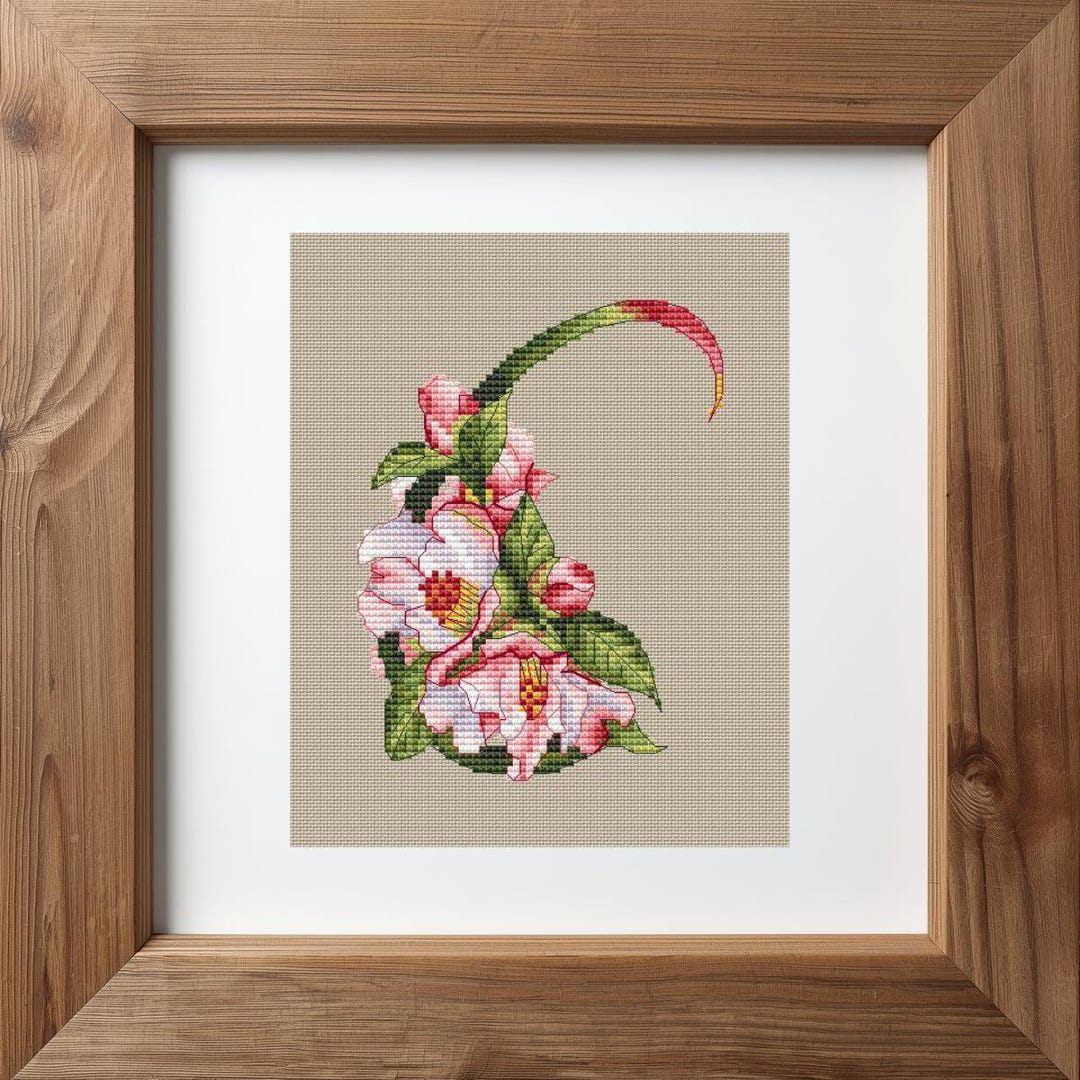 Letter C Cross Stitch Pattern, Floral Font X-stitch, Alphabet Design ...