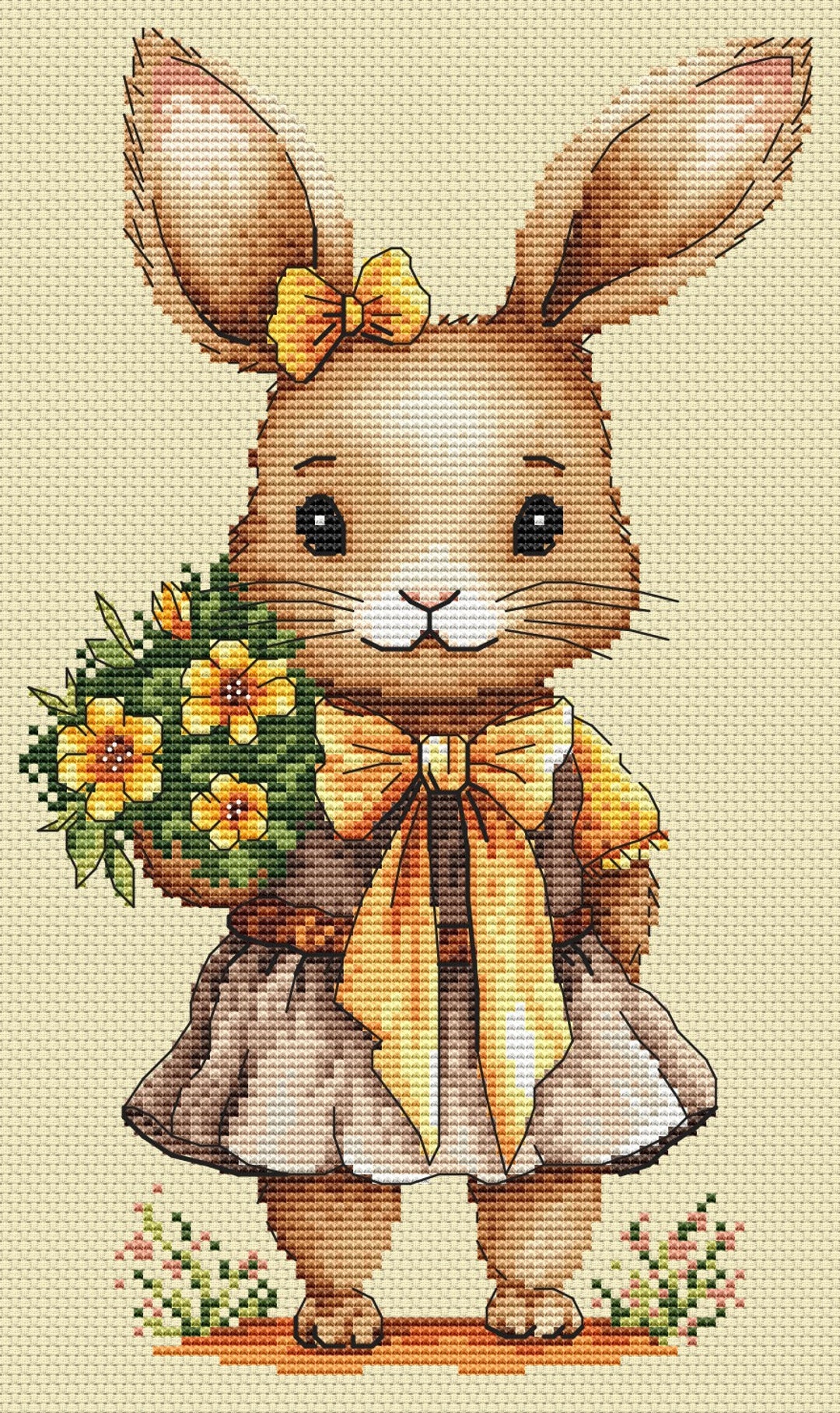 Easter Rabbit Cross-stitch Pattern, DIY Nursery Wall Art, Cute Bunny ...
