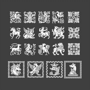 Antique Cross-stitch Kit, Greek Mythology Design, Monochrome Pattern ...