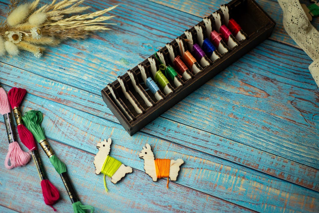Llama Bobbins, Wooden Thread Organizer, Cute Embroidery Floss Storage ...