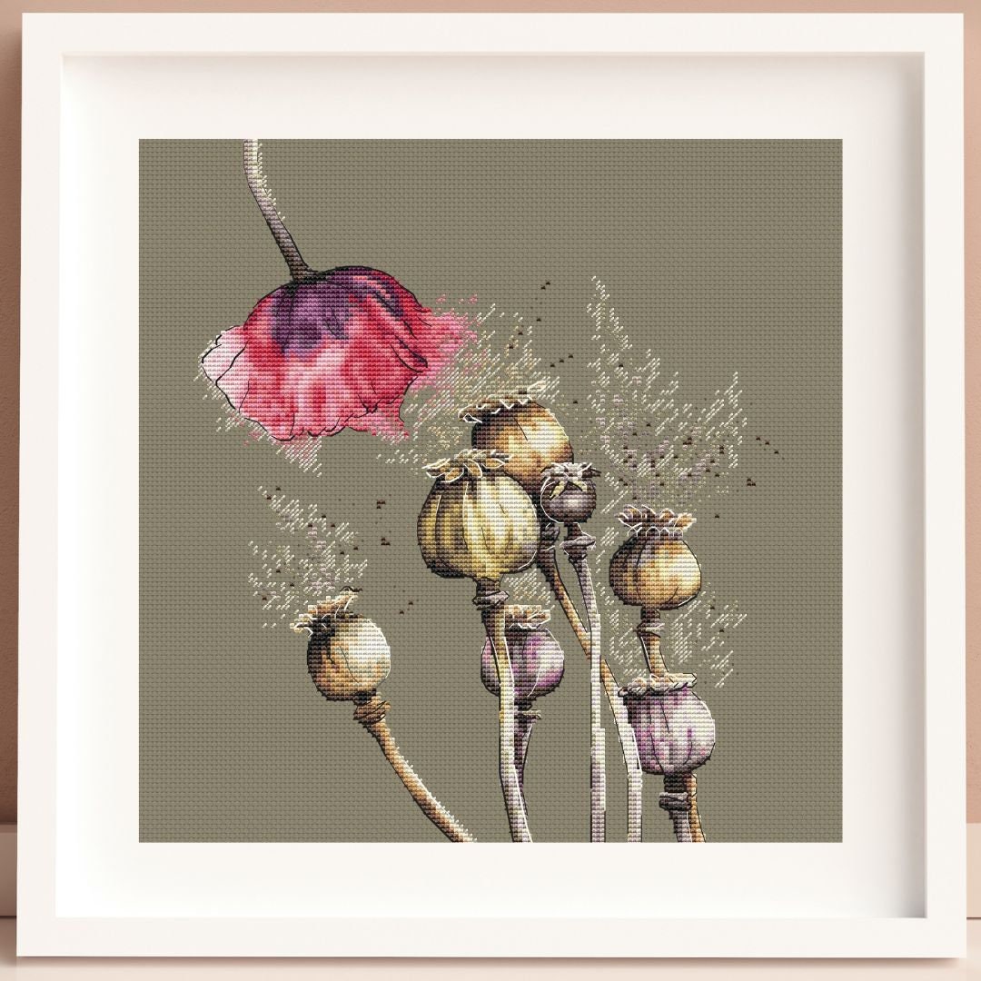 Poppy Flowers Cross Stitch Pattern, Digital PDF X-stitch Design, Wild ...