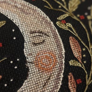 Moon Cross-stitch Patterns, Night Sky X-stitch Design, DIY Bedroom Wall ...