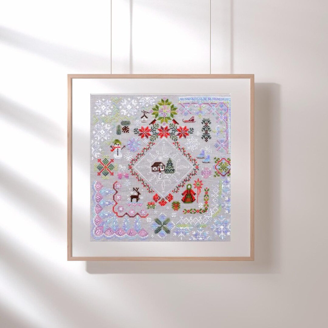 Winter Sampler Cross Stitch Pattern, Christmas Folk Ornaments ...