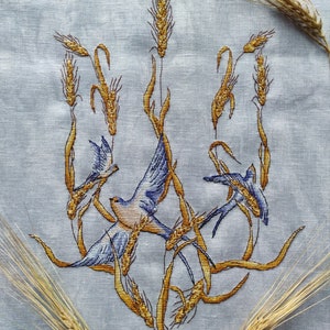 Ukrainian Trident Coat of Arms With Wheat and Birds, Cross Stitch Pattern, Ukrainian Embroidery ...