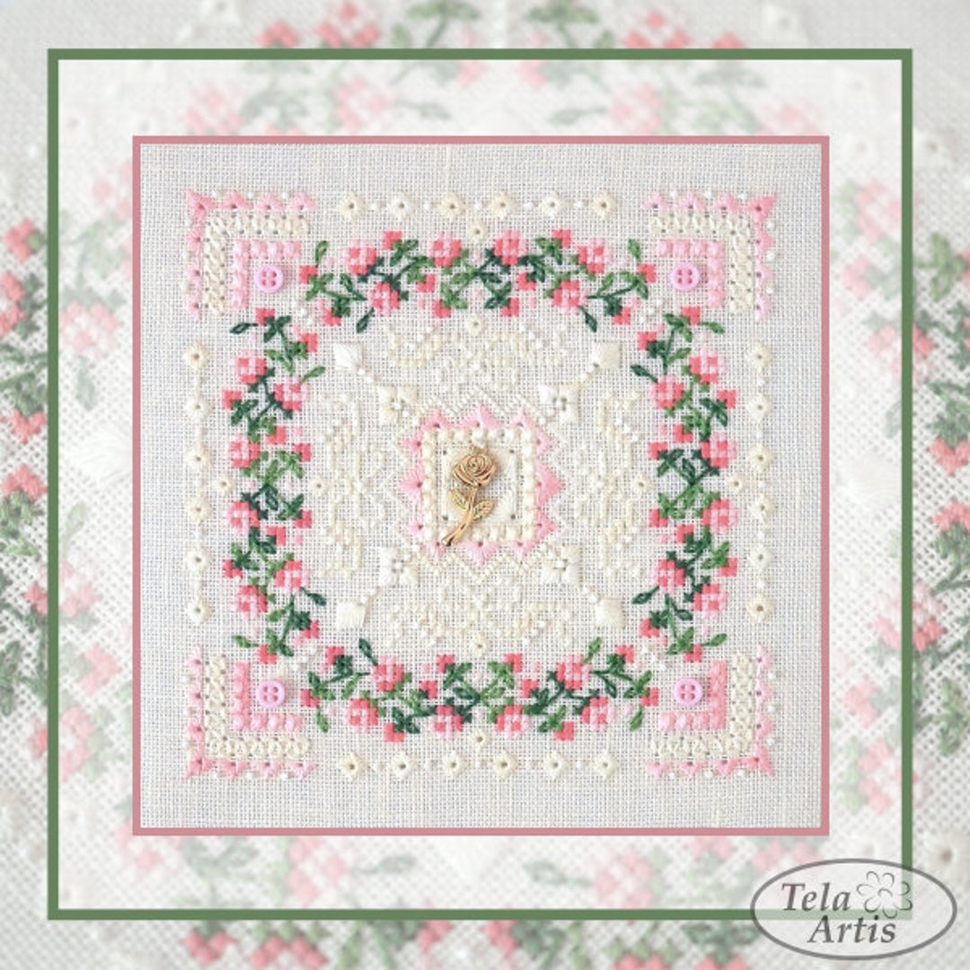 Roses Wreath Cross Stitch Pattern, Small Rose Sampler X-stitch Pdf ...