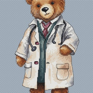 Doctor Cross-stitch Pattern Bear Cute Doctor Embroidery - Etsy
