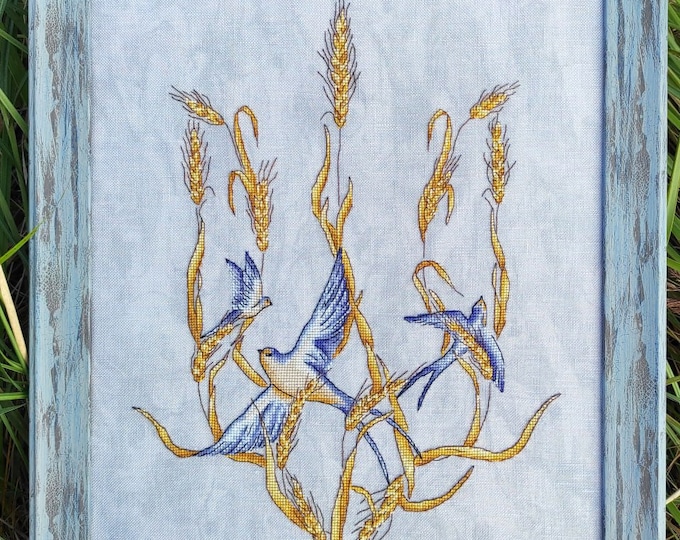 Ukrainian Trident Coat of Arms With Wheat and Birds, Cross Stitch Pattern, Ukrainian Embroidery ...