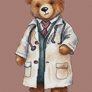 Doctor Cross-stitch Pattern Bear Cute Doctor Embroidery - Etsy