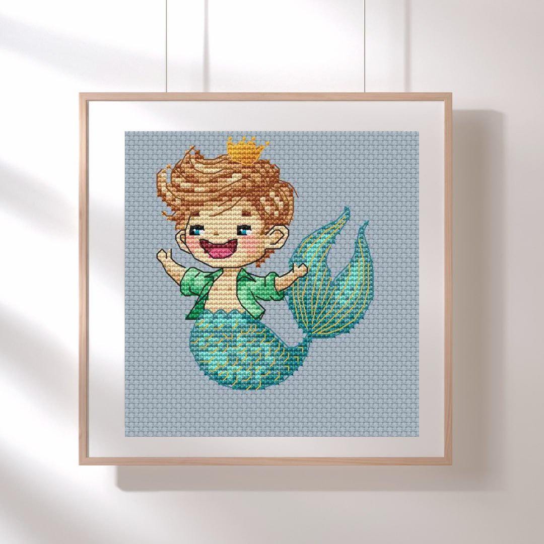Little Prince Mermaid Cross Stitch Pattern, Mermaid Boy X-stitch PDF ...